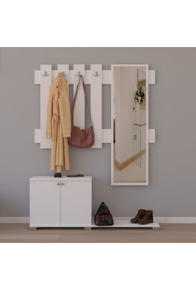 Remaks Papatya Vestiyer Portmanto Takımı - Beyaz