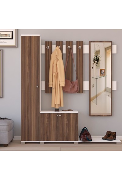 Remaks Akasya Vestiyer Portmanto Takımı - Ceviz