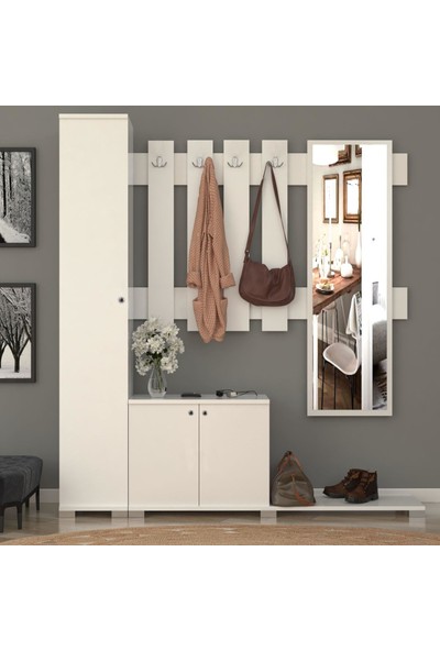 Remaks Akasya Vestiyer Portmanto Takımı - Beyaz