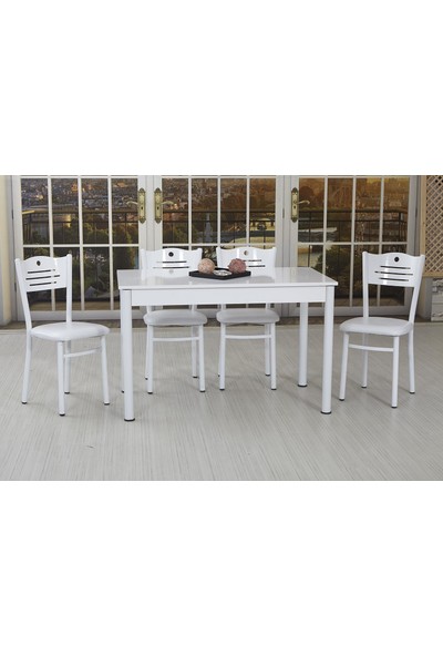 Remaks Metal Ayaklı Mutfak Masa Takımı Okyanus - Beyaz Remaks Metal Ayaklı Mutfak Masa Takımı Okyanus - Beyaz