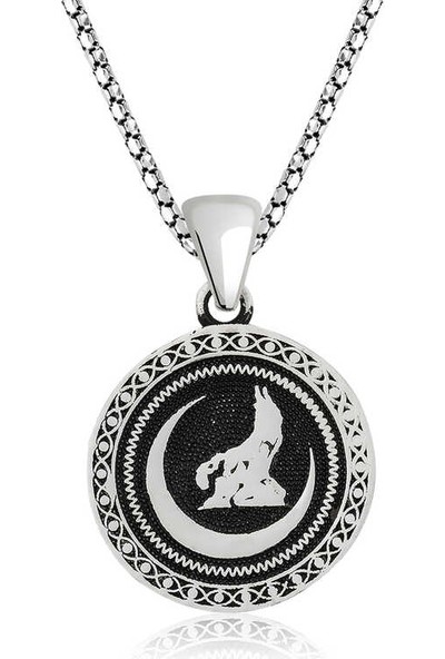 Gumush ​​gümüş Hilal Bozkurt Kolye