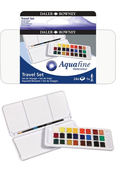 Daler Rowney Aquafine Travel Tablet Sulu Boya Seti 24 Renk Plastik Kutu Daler Rowney Aquafine Travel Tablet Sulu Boya Seti 24 Renk Plastik Kutu