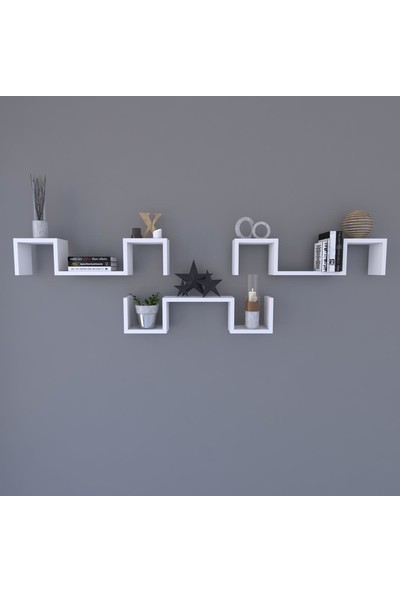 Remaks Terek Remaks Duvar Rafı Üçlü - Beyaz