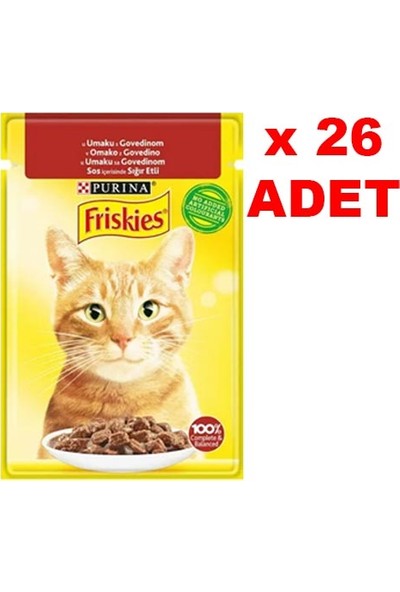 Friskies 85 gr Sığır Etli Kedi Yaş Mama 26 Adet Friskies 85 gr Sığır Etli Kedi Yaş Mama 26 Adet