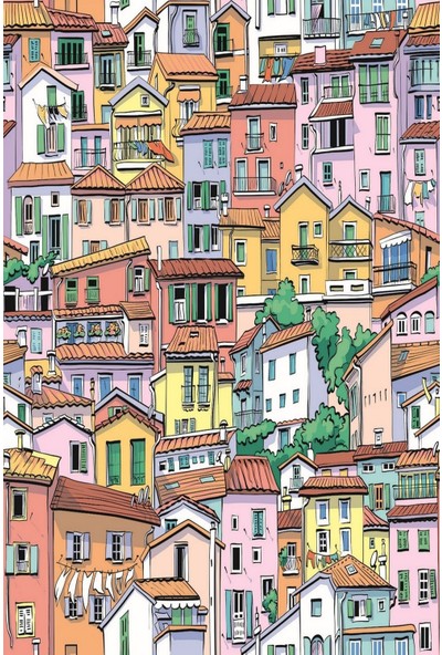 Zümrüt Balat Evleri Desen Duvar Kağıdı 5,33 M²