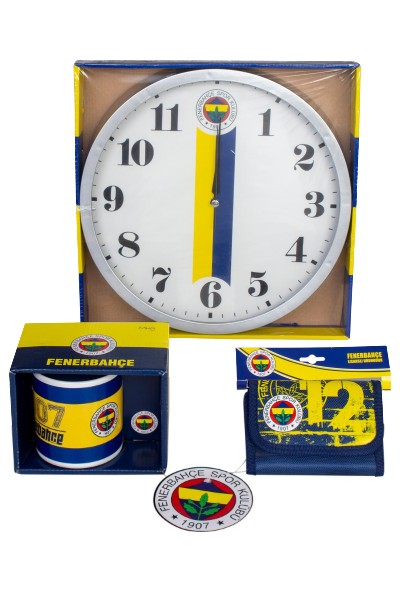Fenerbahçe Lisanslı Duvar Saati + Kupa ve Cüzdan Seti Fenerbahçe Lisanslı Duvar Saati + Kupa ve Cüzdan Seti