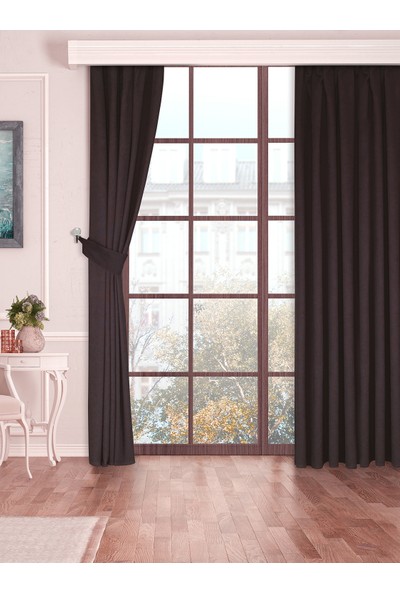 Belnido Koyu Gri Karartma Güneşlik Hazır Ada Fon Perde 100 x 260 cm