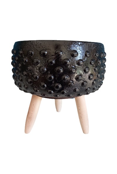 Bitki Tasarımı Boncuk Model Ayaklı Saksı Siyah Bitki Tasarımı Boncuk Model Ayaklı Saksı Siyah