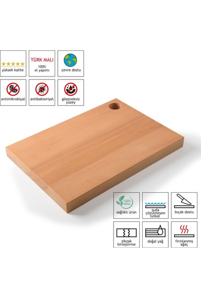 Ara Dekor Masif Ahşap Kayın Ağacı Kesme Tahtası 35 x 25 x 3 cm Ara Dekor Masif Ahşap Kayın Ağacı Kesme Tahtası 35 x 25 x 3 cm