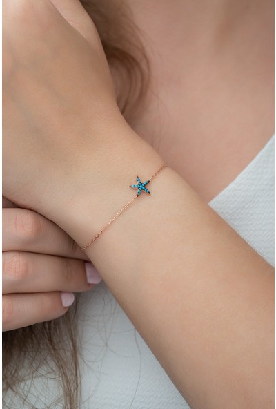 Nereze 925 Ayar Gümüş Turkuaz Taşlı Deniz Yıldızı Kadın Bileklik Nereze 925 Ayar Gümüş Turkuaz Taşlı Deniz Yıldızı Kadın Bileklik