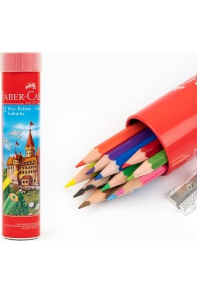 Faber-Castell Metal Tüpte Boya Kalemi 12 Renk Tam Boy ve Kalemtıraş Faber-Castell Metal Tüpte Boya Kalemi 12 Renk Tam Boy ve Kalemtıraş