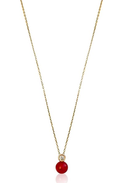 Parle Silver Mercan Tek Taş Kolye Parle Silver Mercan Tek Taş Kolye