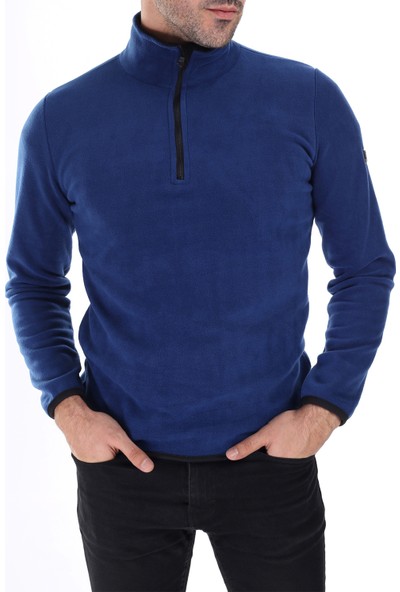 Ghassy Co. Erkek Yarım Fermuarlı Mavi Polar
