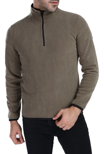 Ghassy Co. Erkek Yarım Fermuarlı Açık Haki Polar