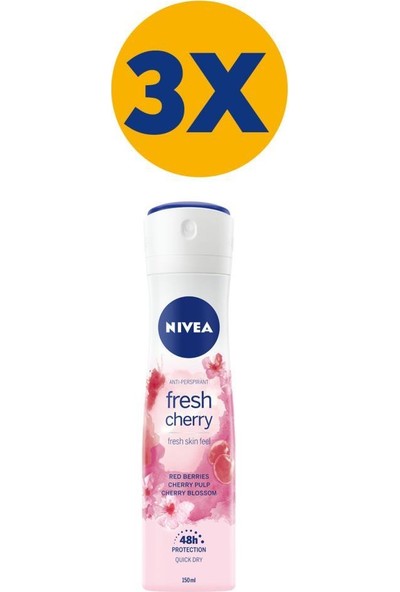 Nıvea Fresh Cherry Kadın Sprey Deodorant 150 ml X3