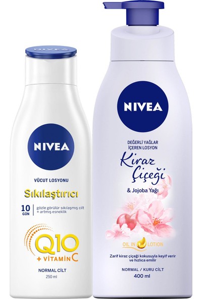 Nivea Q10 Sıkılaştırıcı Vücut Losyonu 250 ml +Kıraz Çiçeği&jojoba Yağı Pump Losyon Nivea Q10 Sıkılaştırıcı Vücut Losyonu 250 ml +Kıraz Çiçeği&jojoba Yağı Pump Losyon