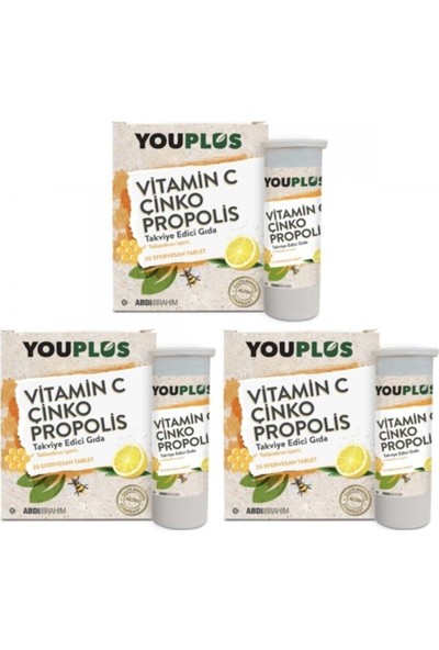 Youplus Vitamin C Çinko Propolis 20 Efervesan Tablet - 3 Adet Youplus Vitamin C Çinko Propolis 20 Efervesan Tablet - 3 Adet