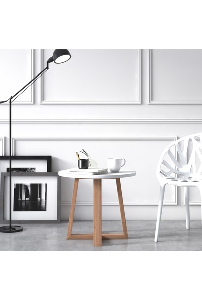 Ruum Store By Doğtaş Loom Küçük Sehpa Ahşap Ayaklı Opak Beyaz