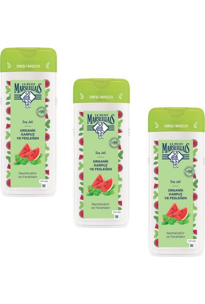 Le Petit Marseillais Organik Karpuz ve Fesleğen Duş Jeli 400 ml 3 Adet