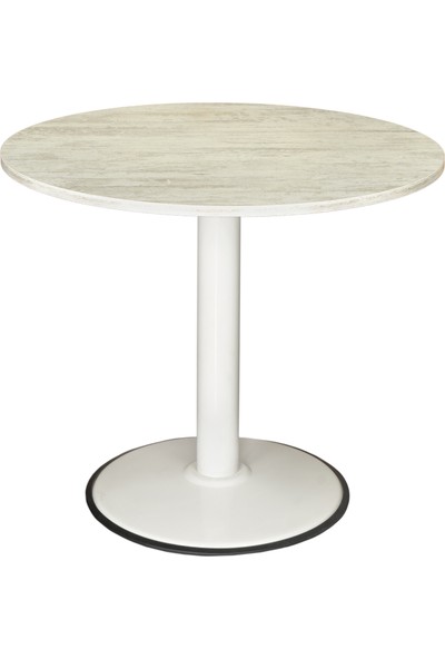 Özer Çelik Yuvarlak Model Beyaz Ayaklı Antik Beyaz Masa