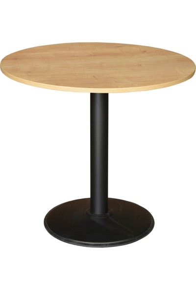 Özer Çelik Yuvarlak Model Siyah Ayaklı Safir Meşe Masa Özer Çelik Yuvarlak Model Siyah Ayaklı Safir Meşe Masa