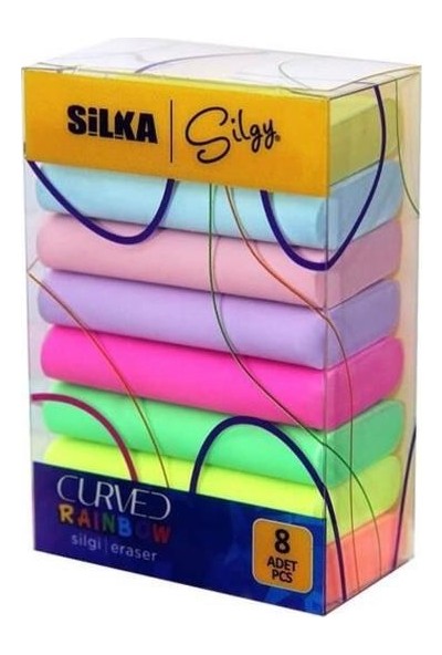Silka Curved Rainbow Pastel Silgi 8'li Sg.51 Silka Curved Rainbow Pastel Silgi 8'li Sg.51