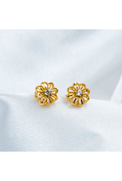 Bilezikci Klipsli 22 Ayar Taşlı Altın Küpe