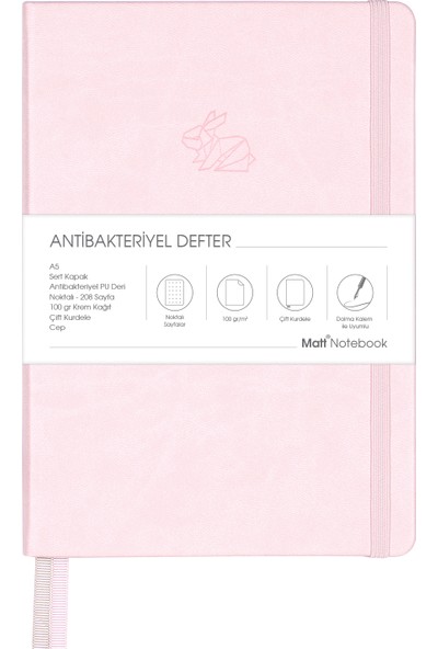Matt Notebook A5 Antibakteriyel Defter Noktalı Pembe