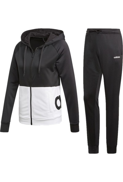adidas Kadın Antrenman Eşofman Takımı Siyah Beyaz Wts Lin Ft Hood DV2425