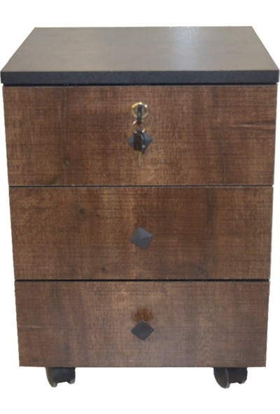 Artı 3 Çekmeceli Afzelia Keson Dolap