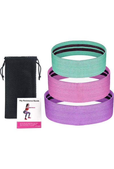 Buyfun 3'lü Spor Egzersiz Direnç Döngü Bantları Set Elastik Buyfun 3'lü Spor Egzersiz Direnç Döngü Bantları Set Elastik