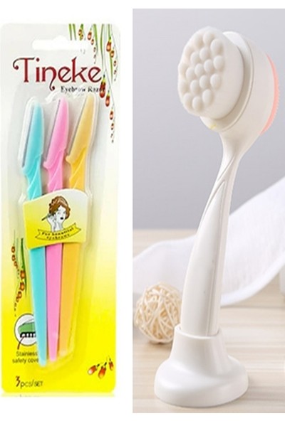 Cilt Temizleme Fırçası ve 3'lü Kaş Usturası