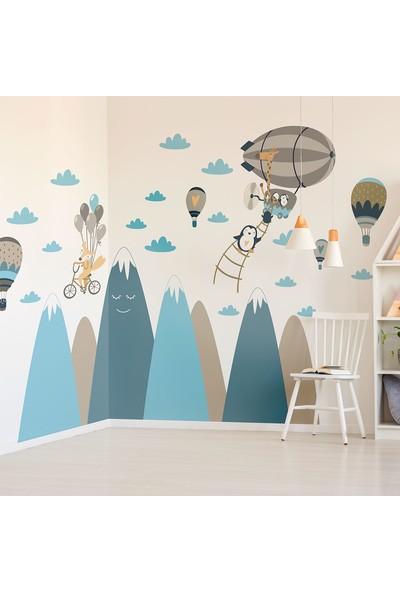 DekorLoft Uçan Balon ve Bulutlar Çocuk Odası Duvar Sticker CS-402