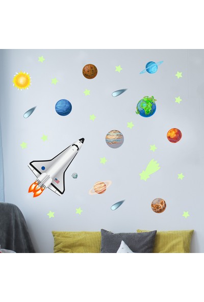 DekorLoft Uzaya Yolculuk Gece Parlayan Çocuk Odası Duvar Sticker FS-210 DekorLoft Uzaya Yolculuk Gece Parlayan Çocuk Odası Duvar Sticker FS-210