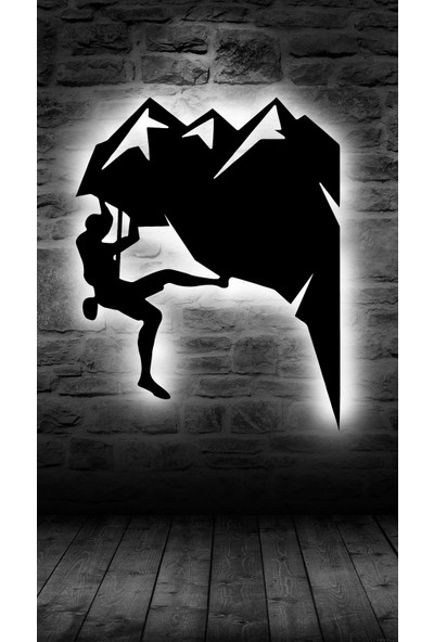 Woodenart Ledli Dağcı Ahşap Tablo Woodenart Ledli Dağcı Ahşap Tablo