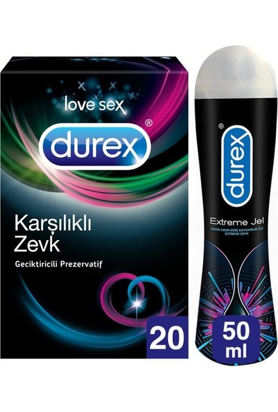 Durex Karşılıklı Zevk Prezervatif 20'li + Durex Extreme Jel 50 ml Durex Karşılıklı Zevk Prezervatif 20'li + Durex Extreme Jel 50 ml