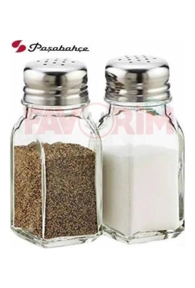 Paşabahçe 80221 Kare Tabanlı Metal Kapaklı Tuzluk Biberlik 2'li