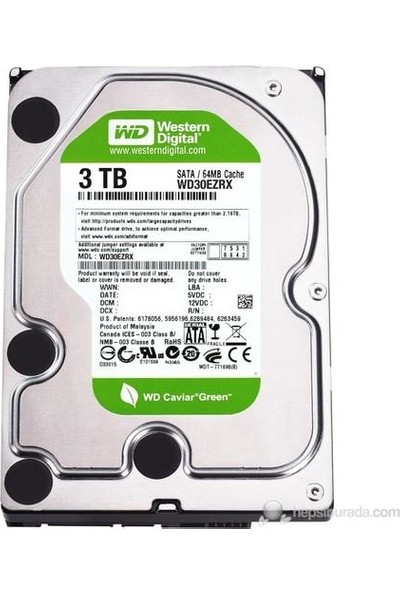 WD Green 3TB Intellipower Sata 3.0 64Mb 3,5' Sabit Disk (WD30EZRX) WD Green 3TB Intellipower Sata 3.0 64Mb 3,5' Sabit Disk (WD30EZRX)