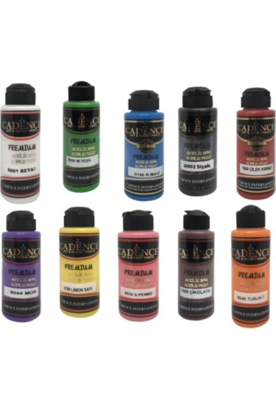 Cadence Premium Akrilik Boya Seti 120 ml 10 Renk + Eko Fırça Cadence Premium Akrilik Boya Seti 120 ml 10 Renk + Eko Fırça