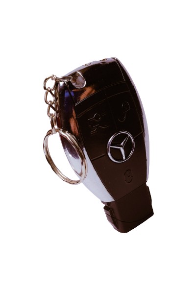 Platin Hediyelik Mercedes Logolu Alevli Gazlı Çakmak Anahtarlık