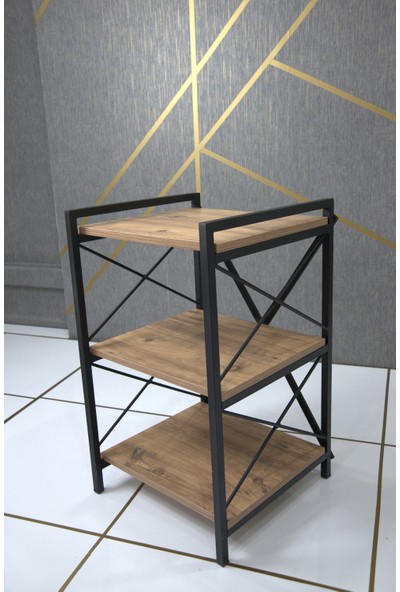 Metal Ayaklı 3 Raflı Dekoratif Moduler Modern Yan Sehpa Gazetelik 75x45 - Journal Ceviz Metal Ayaklı 3 Raflı Dekoratif Moduler Modern Yan Sehpa Gazetelik 75x45 - Journal Ceviz