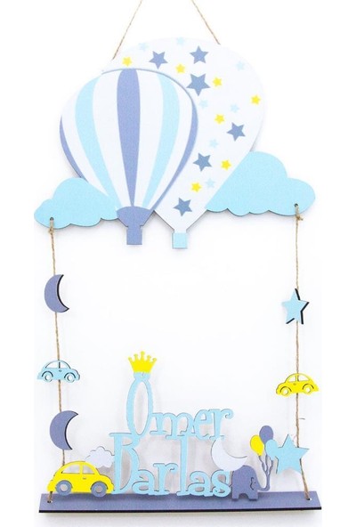 Meşgalem Kişiye Özel Çocuk Odası Mavi Kapadokya Balonlu Kapı Süsü Meşgalem Kişiye Özel Çocuk Odası Mavi Kapadokya Balonlu Kapı Süsü