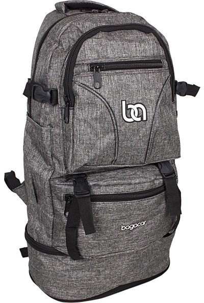 Bagacar 60 Lt Laptop Bölmeli Körüklü Dağcı Sırt Çantası Gri