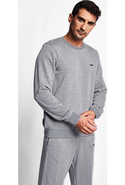Lescon Koyu Gri Melanj Erkek Sweatshirt 20S-1242-20N