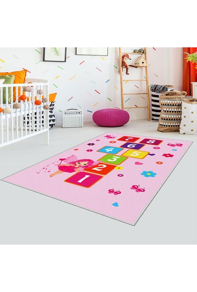 Homefesto Dekoratif Özel Tasarım Modern Yıkanabilir İnce Kaydırmaz Çocuk Halısı