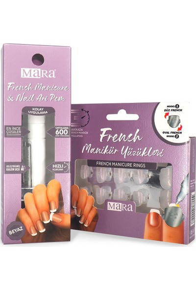 Mara French Manikür Set Kalem (Beyaz), French Manikür Yüzükleri