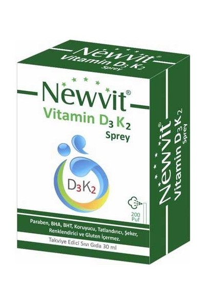 Newvit Vitamin D3 K2 Sprey / Damla 30 ml Newvit Vitamin D3 K2 Sprey / Damla 30 ml