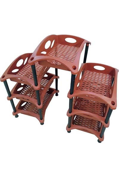 Mavis 7 Katlı Mega Plastik Sebzelik - Kahverengi