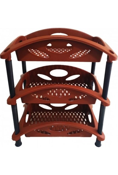 Mavis 3 Katlı Plastik Sebzelik - Kahverengi