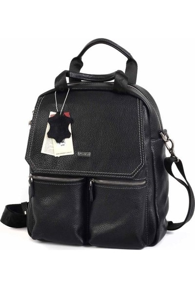 Aka Deri Aka Floter Siyah Deri Sırt Çantası 902-2 Aka Deri Aka Floter Siyah Deri Sırt Çantası 902-2